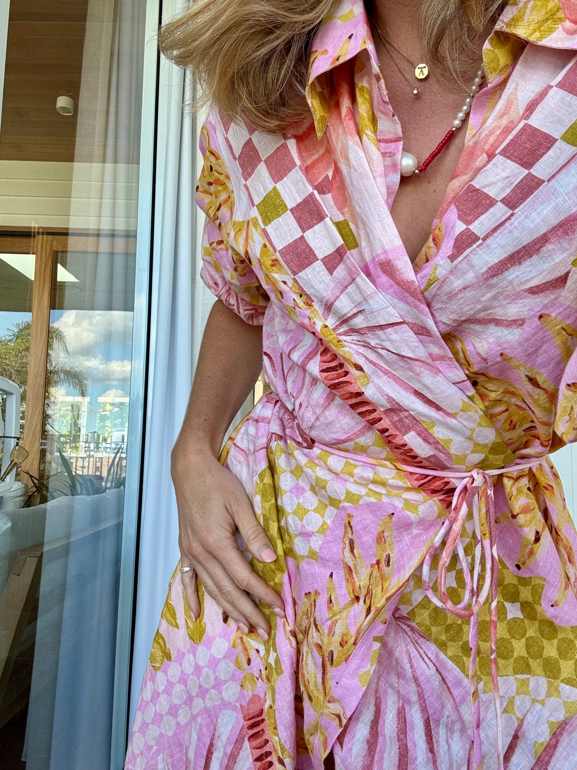 SALE - Bambi Wrap Dress - Printed linen – LJC DESIGNS