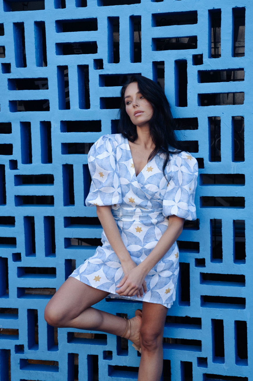 Angie Wrap Dress - Azure – LJC DESIGNS